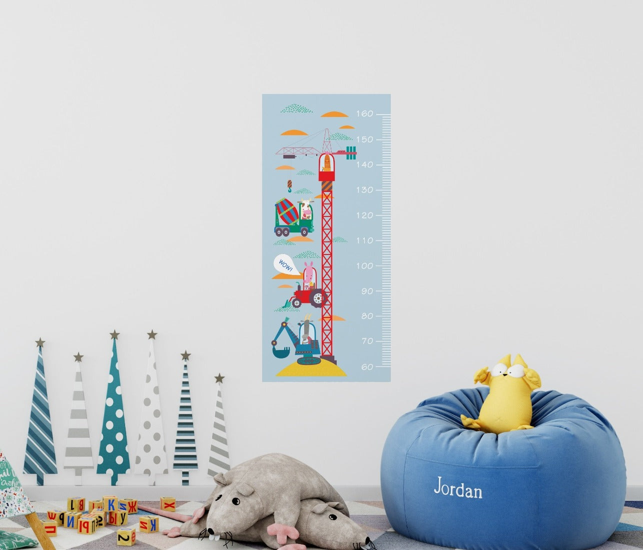 Boys Growth Chart Wall Decal Trucks, Boys Height Chart Wall Decal ...