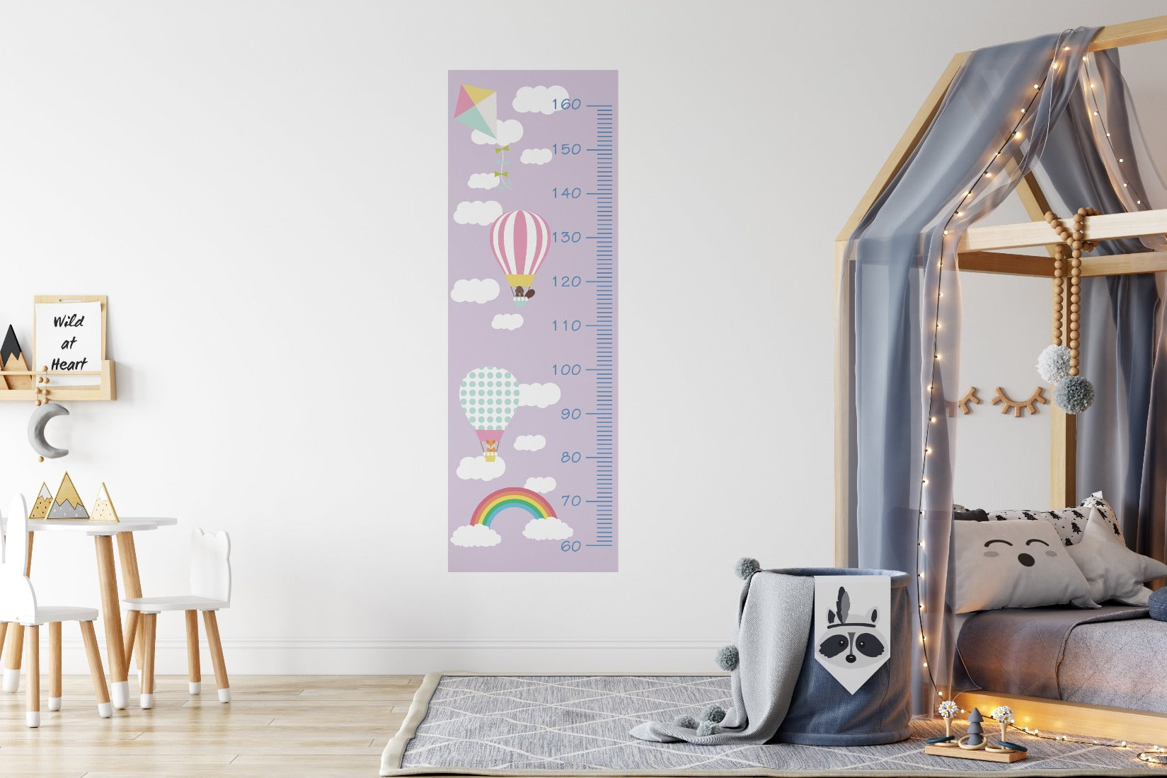 Girls Growth Chart Ruler Wall Decal Hot Air Ballooons, Girls Height ...