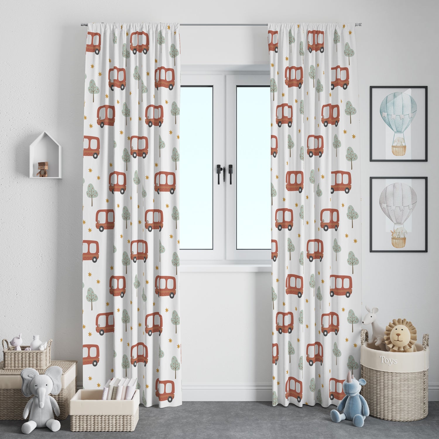 Kids Blackout Curtain Panels London Red Bus, Kids Bedroom Window ...