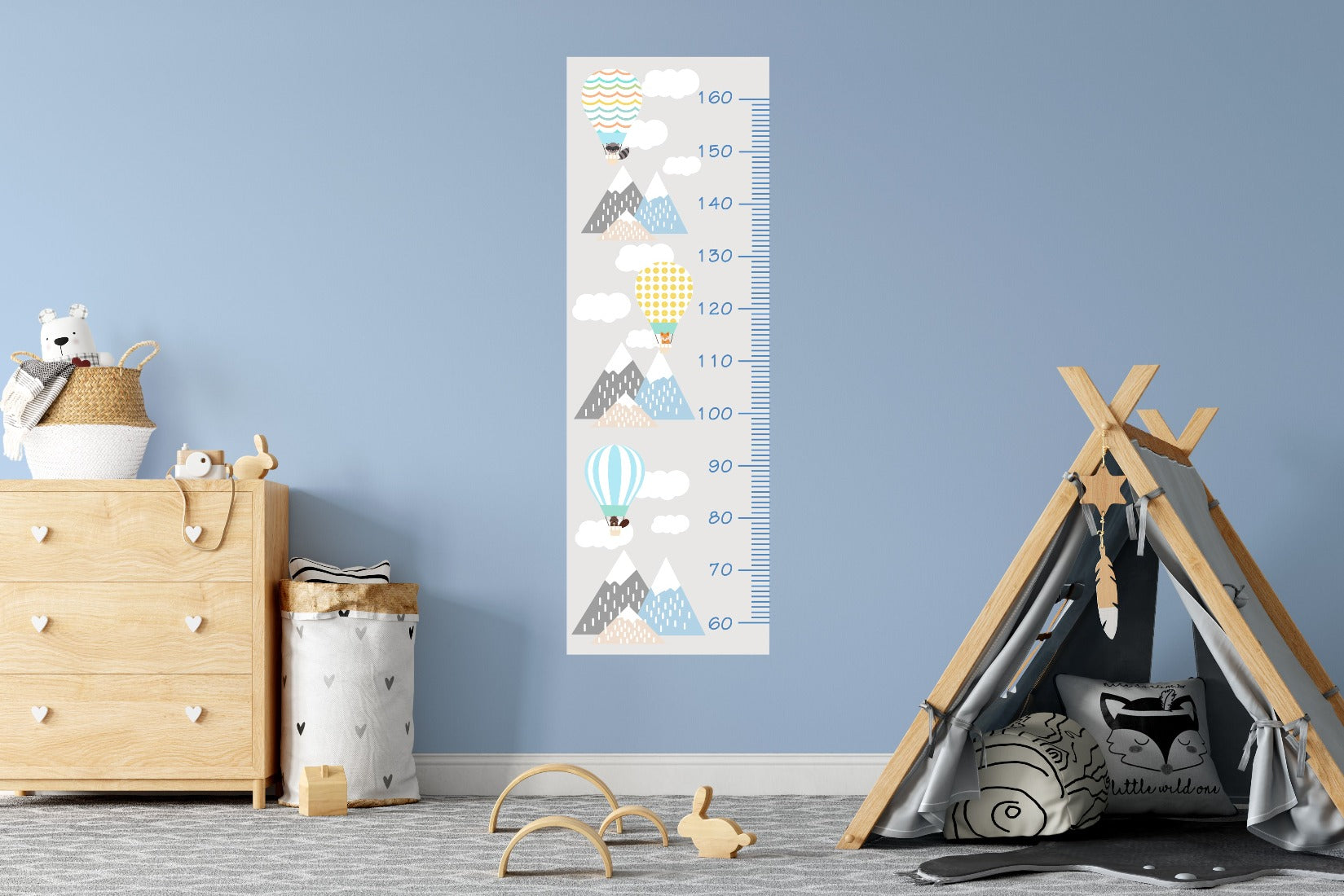 Kids Growth Chart Ruler Wall Decal Mountains, Kids Height Chart Wall ...
