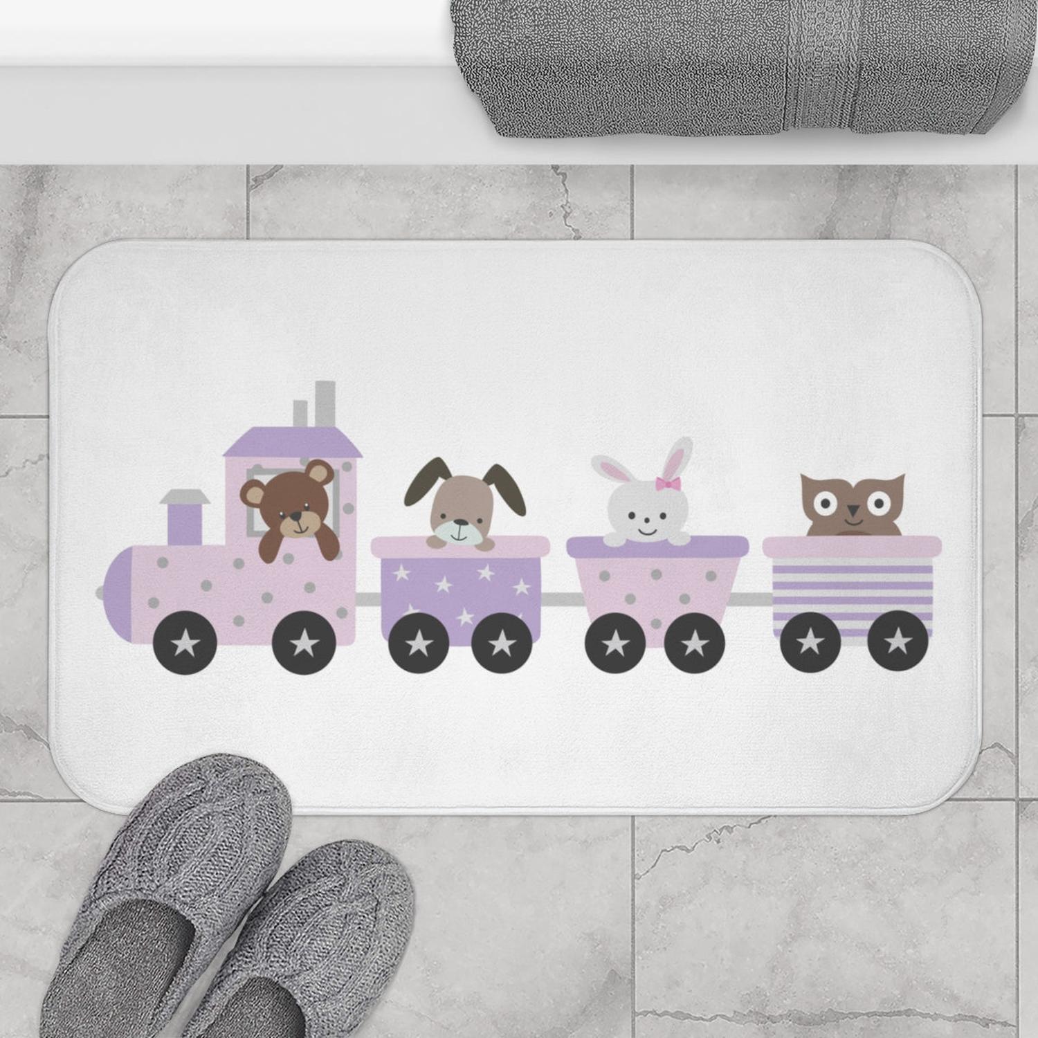 Girls Bath Mat Choo Choo Train, Girls Shower Mat, Girls Bath Rug, Girls ...